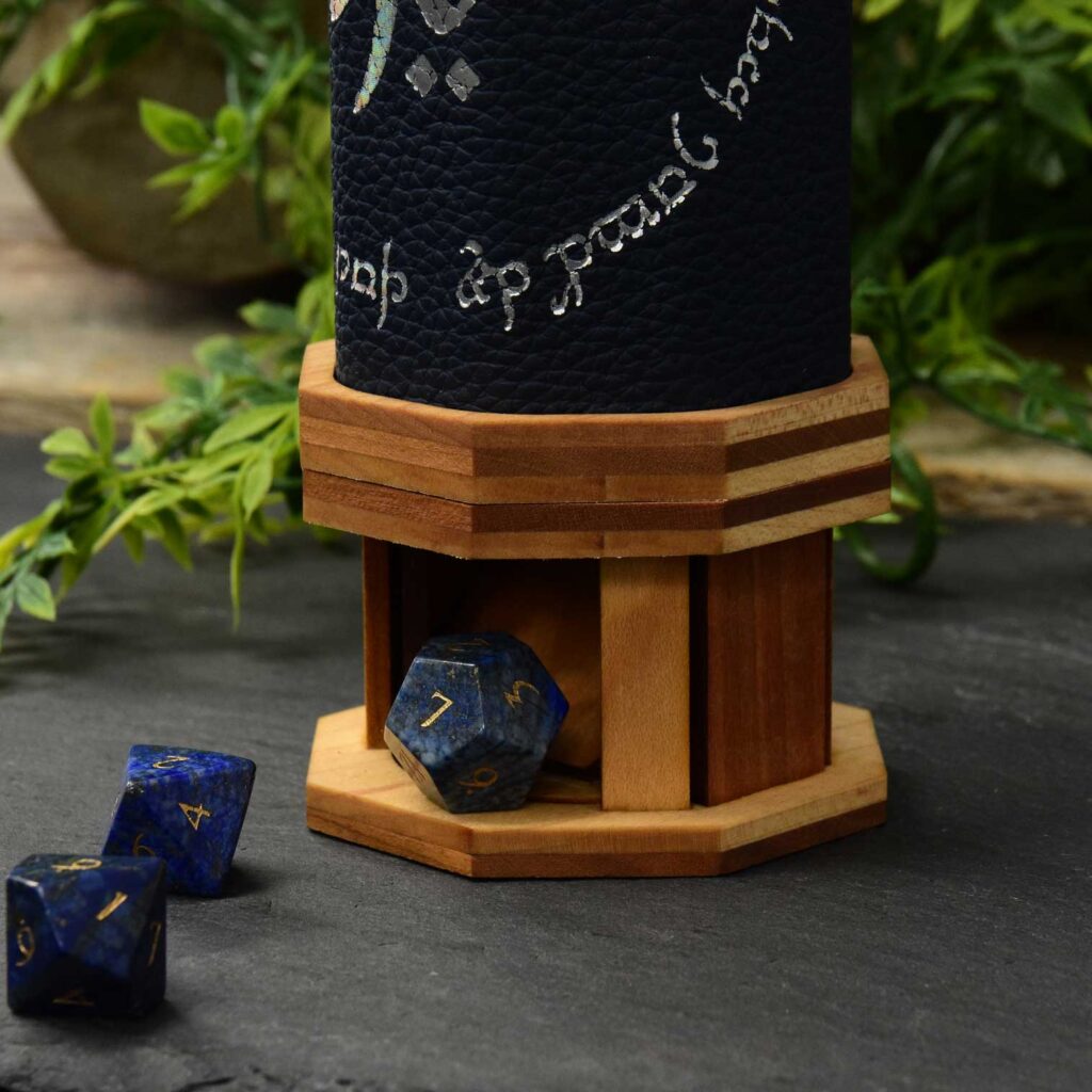 Codex Dice Tower - Holographic Elvish on Lapis - Elderwood Academy