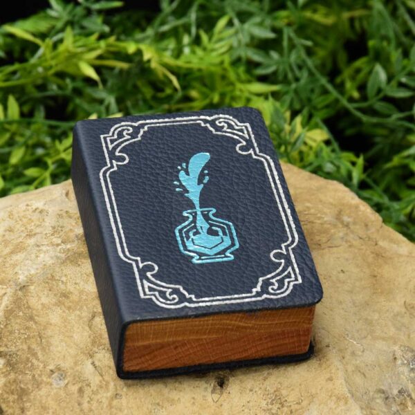 Mini Spellbook Gaming Box - Sky Ink Bottle on Onyx Leather - Elderwood ...