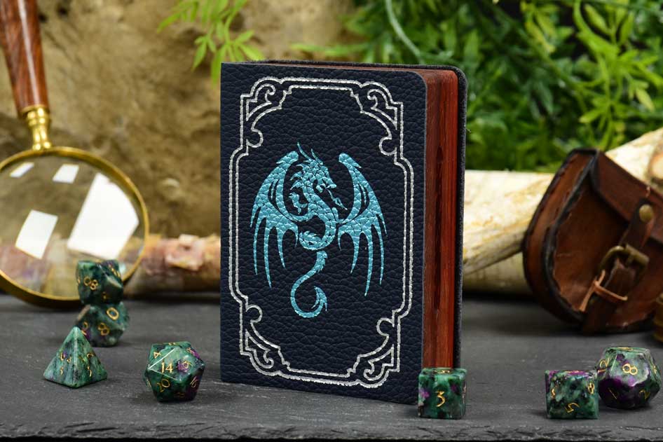Mini Spellbook Gaming Box - Sky Winged Dragon on Lapis - Elderwood Academy