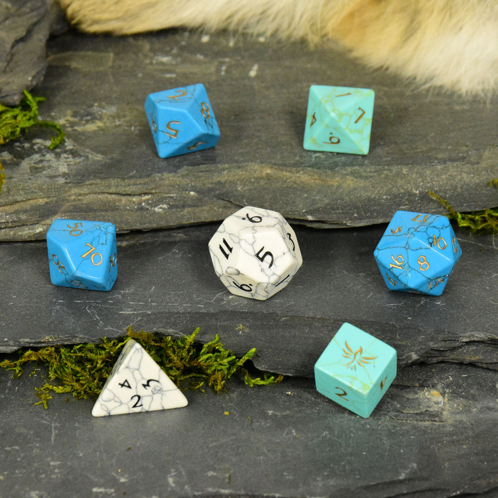 Multicolored Dice | Mixed Marble Stone Dice | Elderwood Academy