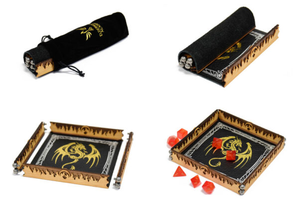 Scroll Rolling Tray - Maroon Fireball on Onyx - Elderwood Academy