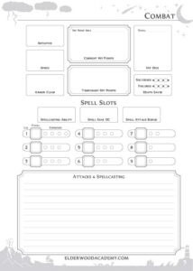 Dungeon Journal Character Sheet Pack - Elderwood Academy