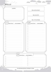 Dungeon Journal Character Sheet Pack - Elderwood Academy