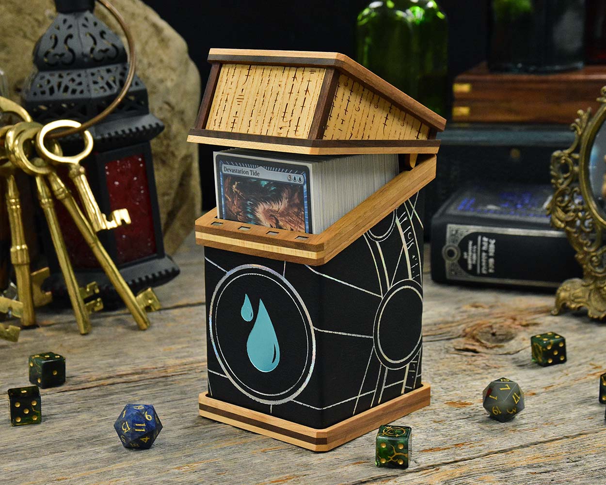 Handcrafted Gaming Deck Box -Elderwood Academy